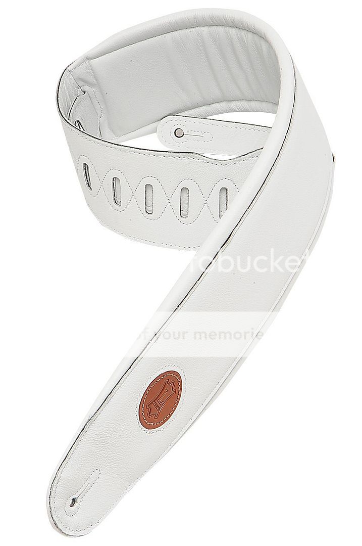 Levys White 4 1/2 Inch Wide Leather Guitar Bass Strap MSS2-4